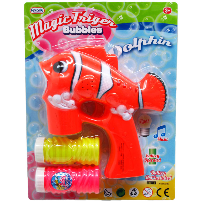 7" B/O FISH BUBBLE GUN W/SOUND & LIGHT IN BLISTER CARD ASSTD Wholesale ...