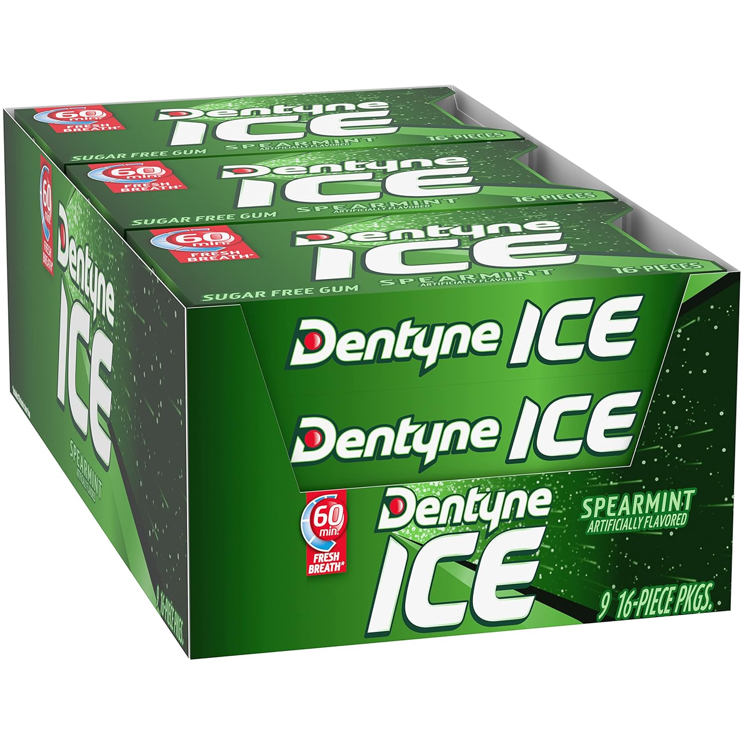 Dentyne Ice Spearmint Sugar Free Gum, 9 Packs of 16 Pieces Wholesale ...
