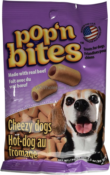 Pop'n Bites Cheezy Dogs Dog Treats, 3.5-oz bag Wholesale, Dog Treats ...